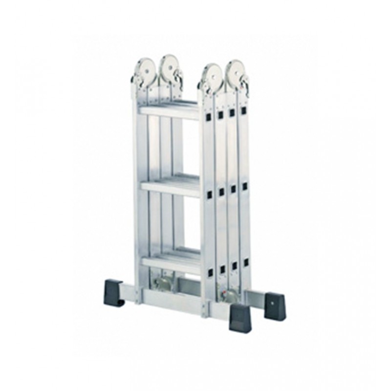 Echelle multifonctions articulée 4 plans. Avec plateforme en tôle.